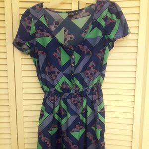 Hello Kitty | Dresses | Hello Kitty Blue Green Pattern Dress Medium ...